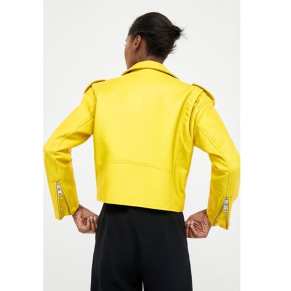 Zara | Jackets & Coats | Zara Yellow Moto Biker Jacket 28 | Poshmark